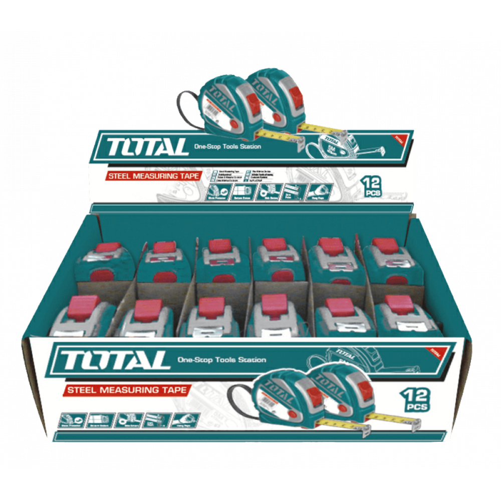 Thước kéo thép nền vàng Total TMT126101 10m x 25 mm chính hãng | Fact-Depot